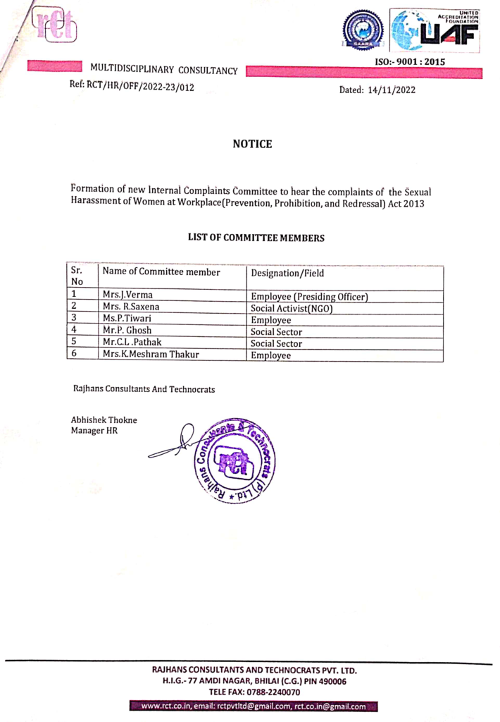 Notices – Rajhans Consultants and Technocrats (P) Ltd